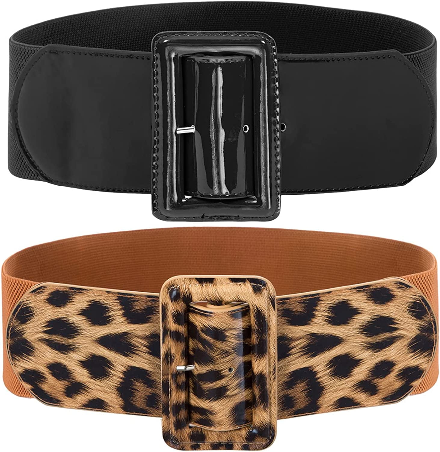 HANRU Women's Stretchy Belt 1950s 3 Inch Wide Elastic Belts - Walmart.com