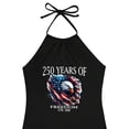 Black Halter Tankini Set With Eagle Freedom Graphic, Ruched Side ...