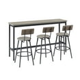 Knubmt Wood Tabletop Long Bar Table Set with 3 Pack PU Bar Stools ...