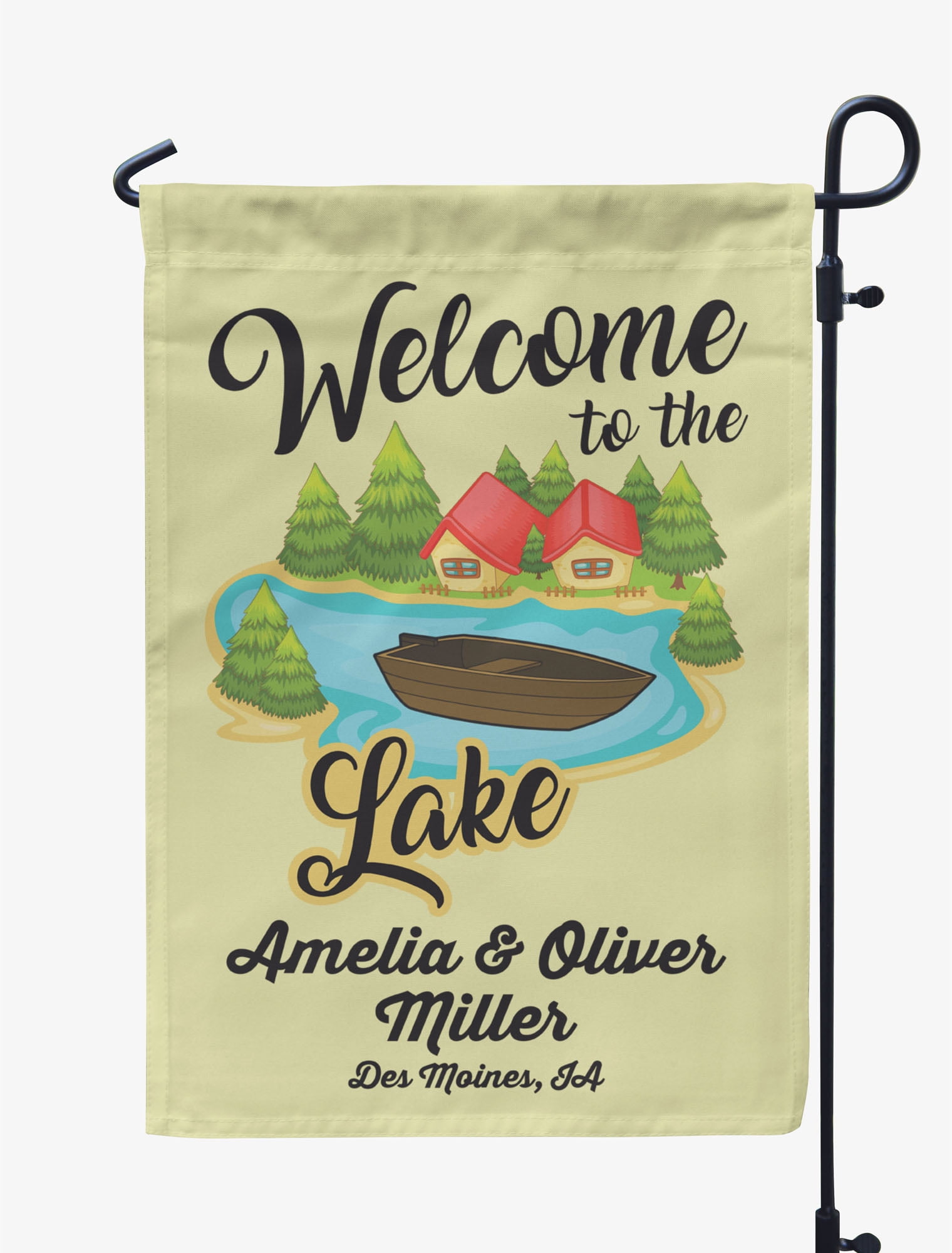 Printtoo Tan Welcome To The Lake Outdoor Personalized Camping Flags For ...