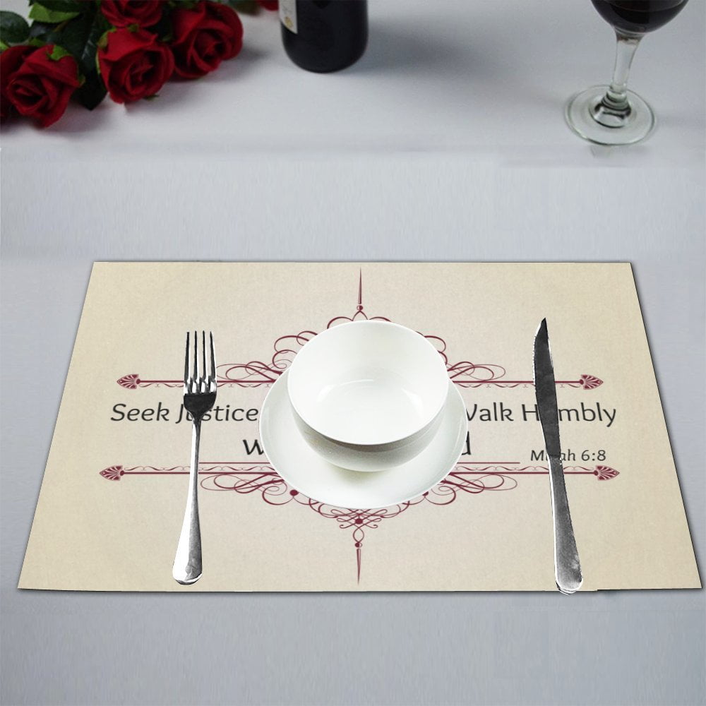 MYPOP Bible Verse Seek Justic Love Mercy Walk Humbly Table Placemat Mat ...