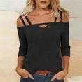 AherBiu Off Shoulder Tops for Women Keyhole Square Neck 3/4 Sleeve ...