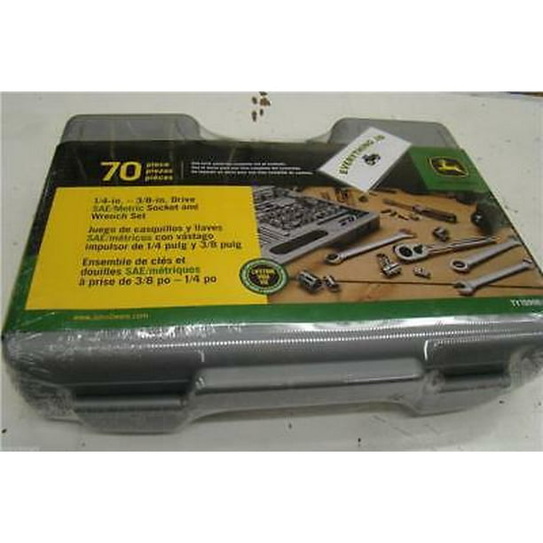 John Deere 70-Piece 1/4" - 3/8" Drive SAE/Metric Socket and Wrench Set ...