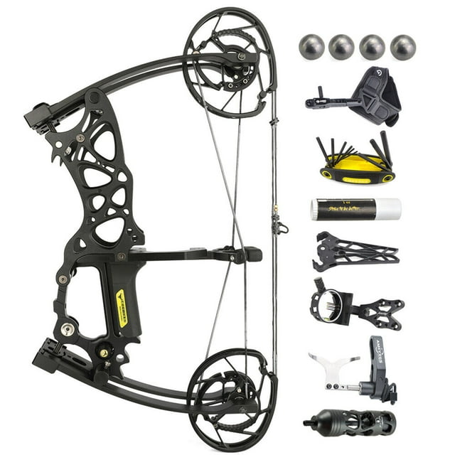Archery Compound Bow 35-70lbs 17" Arrows Steel Ball Catapult Hunting ...
