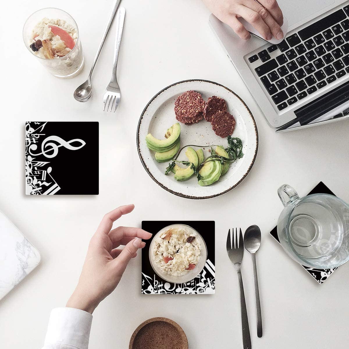 FMSHPON Musical Notes Set of 8 Coaster for Drinks, Absorbent Ceramic ...