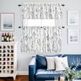 Black White Plant Kitchen Curtains Set for Windows, Art Floral ...