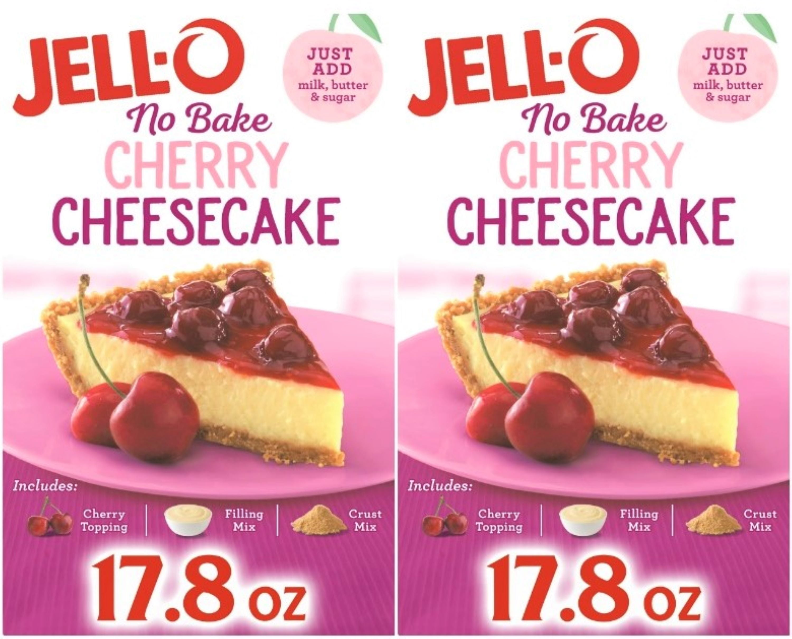 Jell-O No Bake Cherry Cheesecake Dessert Kit with Cherry Topping ...