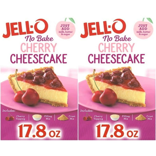 Jell-O No Bake Cherry Cheesecake Dessert Kit with Cherry Topping ...