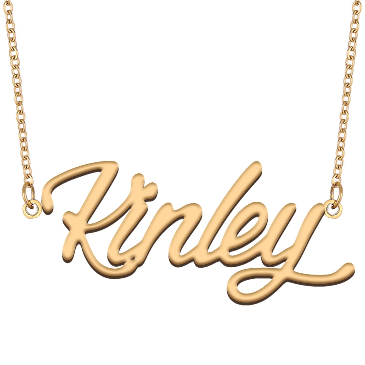 HUAN XUN Gold Plated Kinley Necklaces with Names Cursive Name Necklace ...