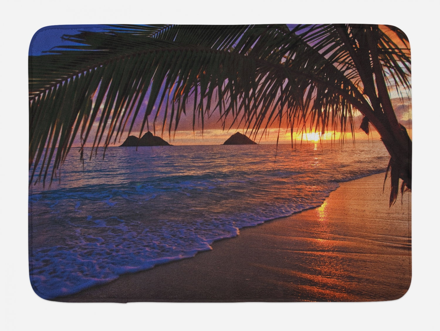 Hawaiian Bath Mat, Pacific Sunrise at Lanikai Beach Hawaii Sandy ...