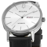 Bulova Men's Classic American Clipper Automatic Black Leather Strap ...
