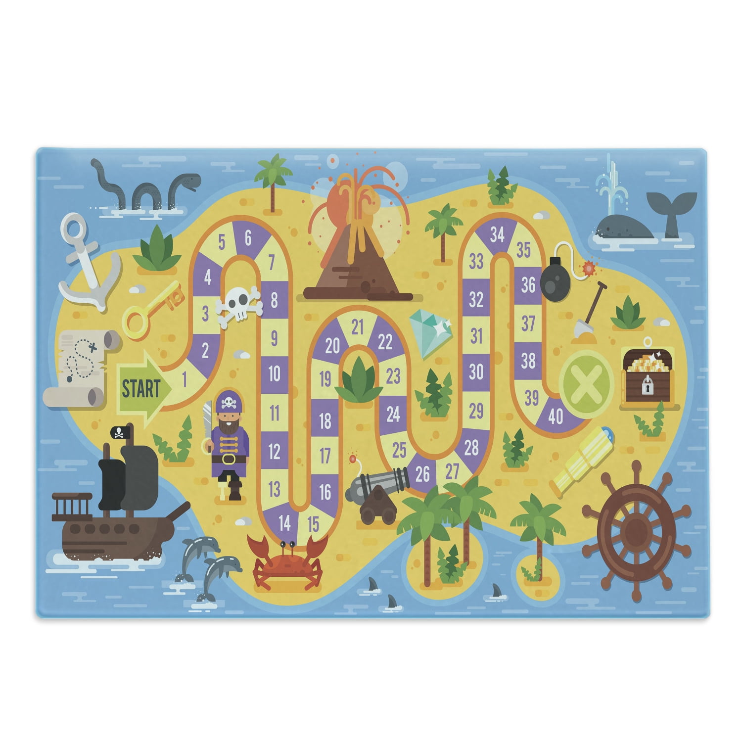 Cartoon Activity Cutting Board, Finding Treasure of the Pirate Themed ...