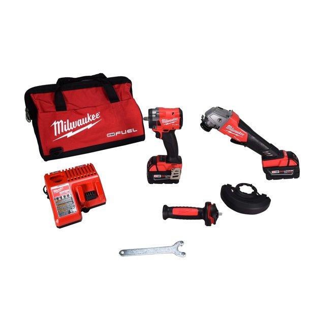 Milwaukee 2991-22 18V Brushless Grinder & 3/8" Impact Wrench Combo Kit ...