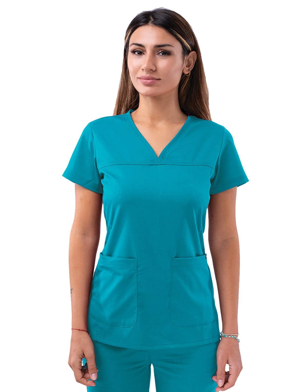 Adar Pro Scrubs For Women - Sweetheart V-Neck Scrub Top - Walmart.com