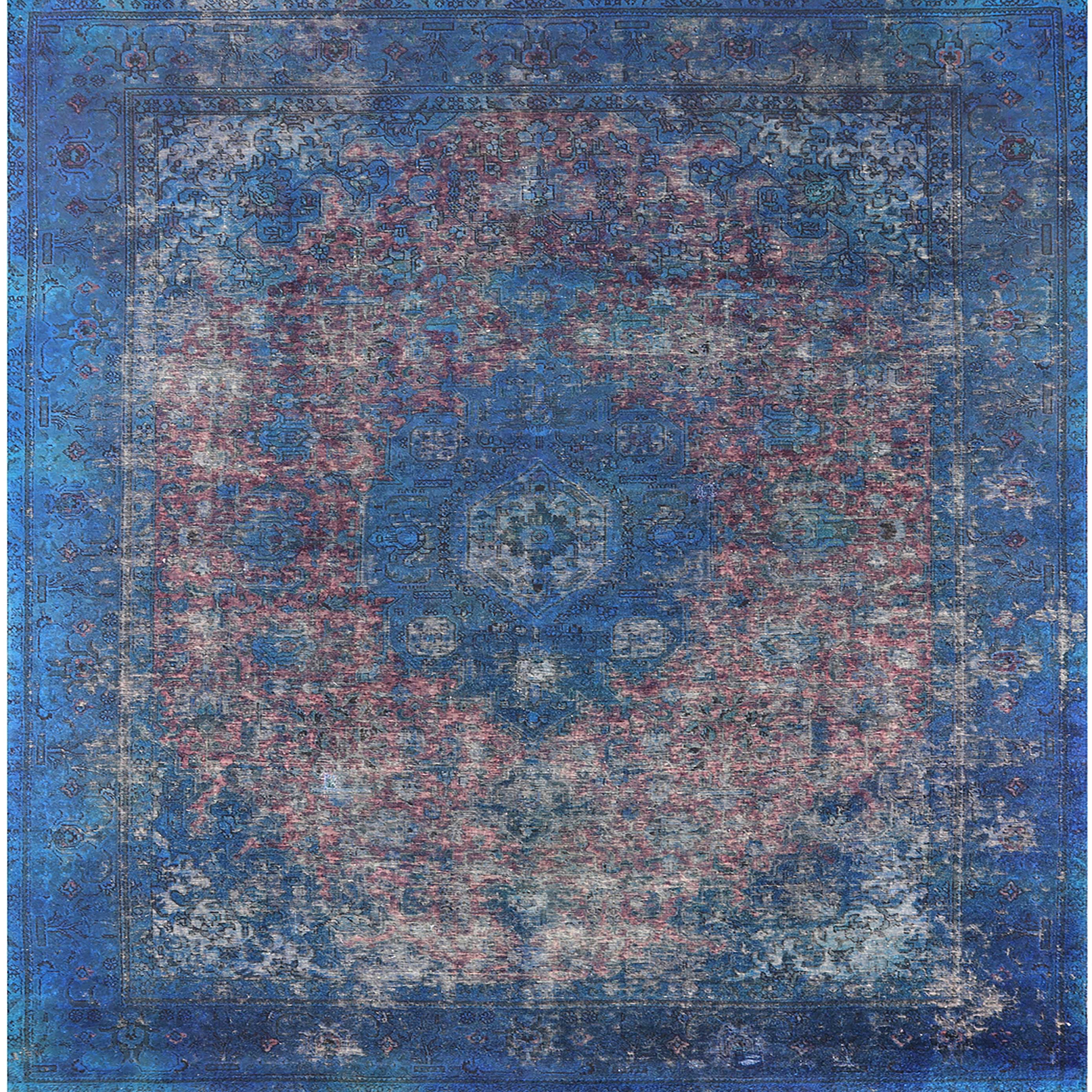 Ahgly Company Indoor Square Mid-Century Modern Blue Oriental Area Rugs ...