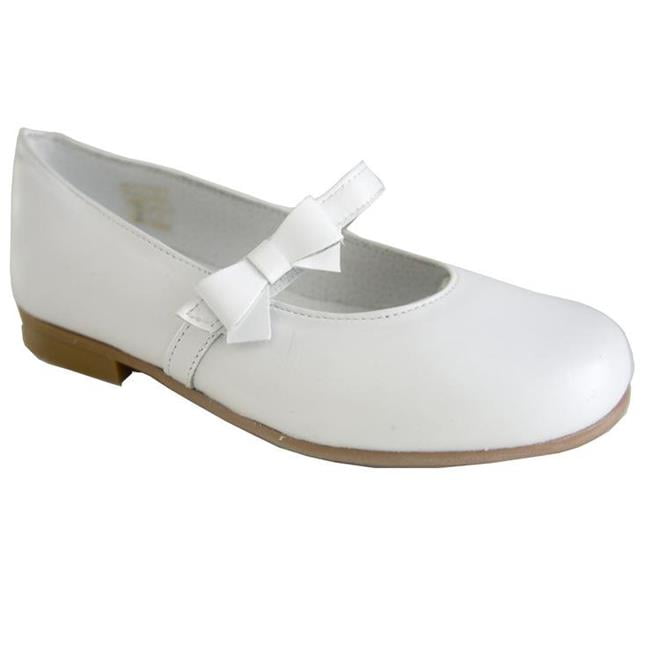 Classic White Soft Leather Communion Shoes with Neat Bow for Girls ...