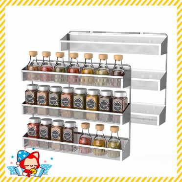 2 Pack Spice Rack Organizer, 3 Tier Counter-top Stand or Wall Mounted ...