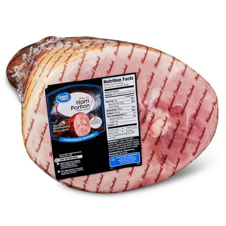 Great Value Hickory Smoked Portion Ham, Fully Cooked, Pork Bone-In, 7.0 ...