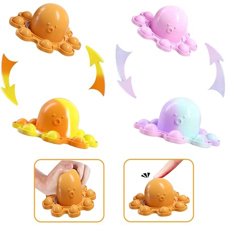 HTCM Octopus Pop its Fidget Toy, 2 Pack Push Pop Reversible Octopus ...