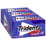 Trident Wild Blueberry Twist Sugar Free Gum, 12 Packs of 14 Pieces (168 ...