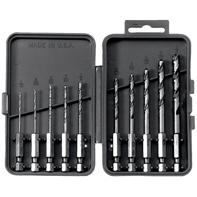 10 Piece Quick Change Hex Shank Drill Bit Set - Walmart.com