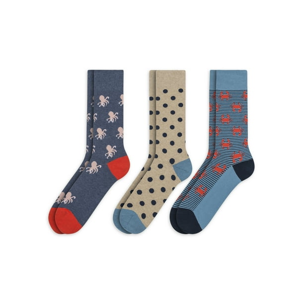 GEORGE - George Men's 3 Pack Cotton Novelty Crew Socks - Walmart.com ...