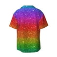 Disketp Men's Hawaiian Rainbow Glitter Print Shirts Button Down Holiday ...