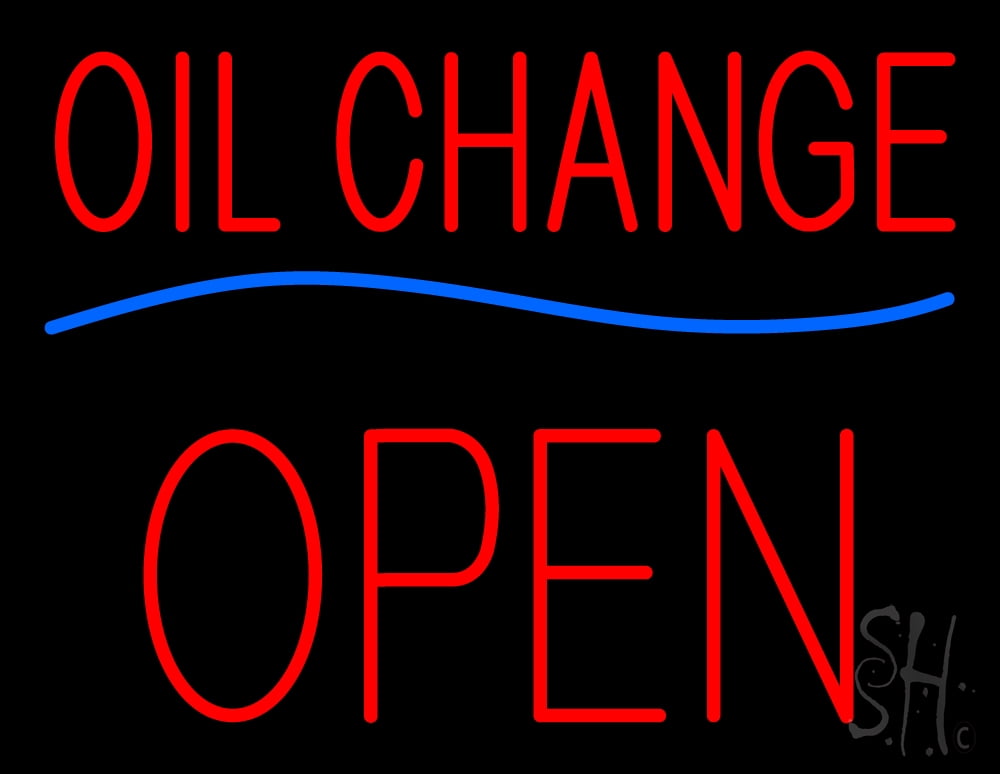 Oil Change Open Block LED Neon Sign 24 x 31 - inches, Clear Edge Cut ...