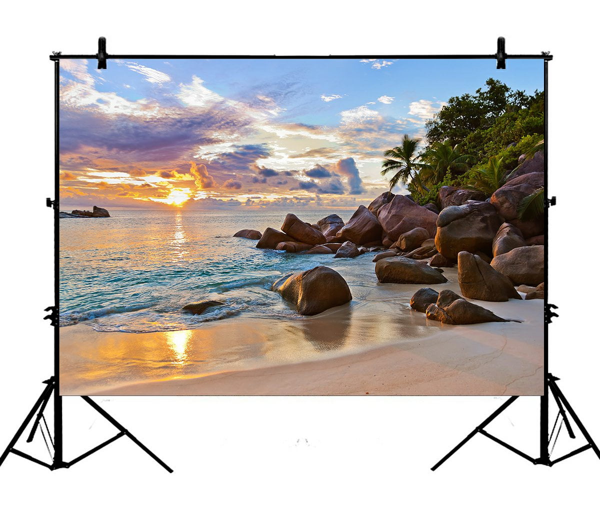 PHFZK 7x5ft Seascape Backdrops, Seychelles Tropical Beach at Sunset ...