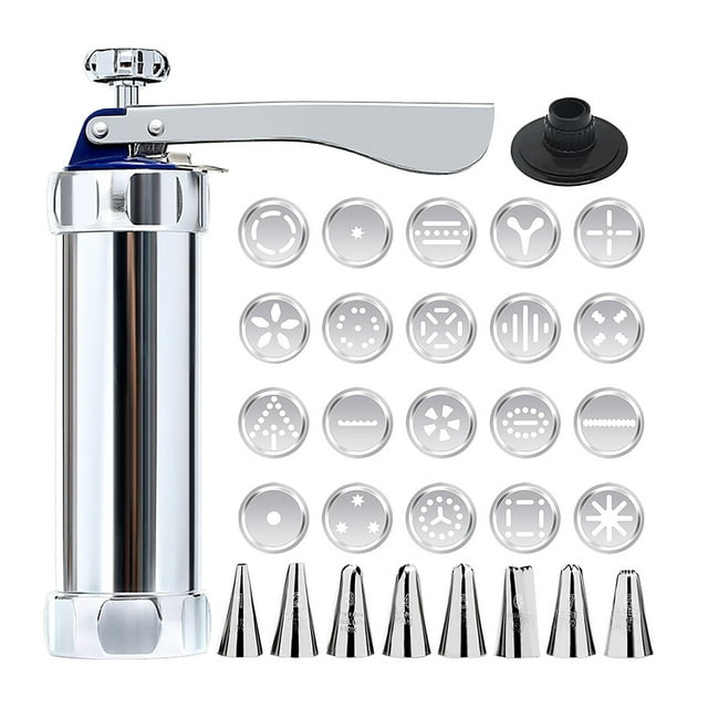 Cookie Press Gun Kit with 20 Cookie Discs and 8 Icing Nozzles ...