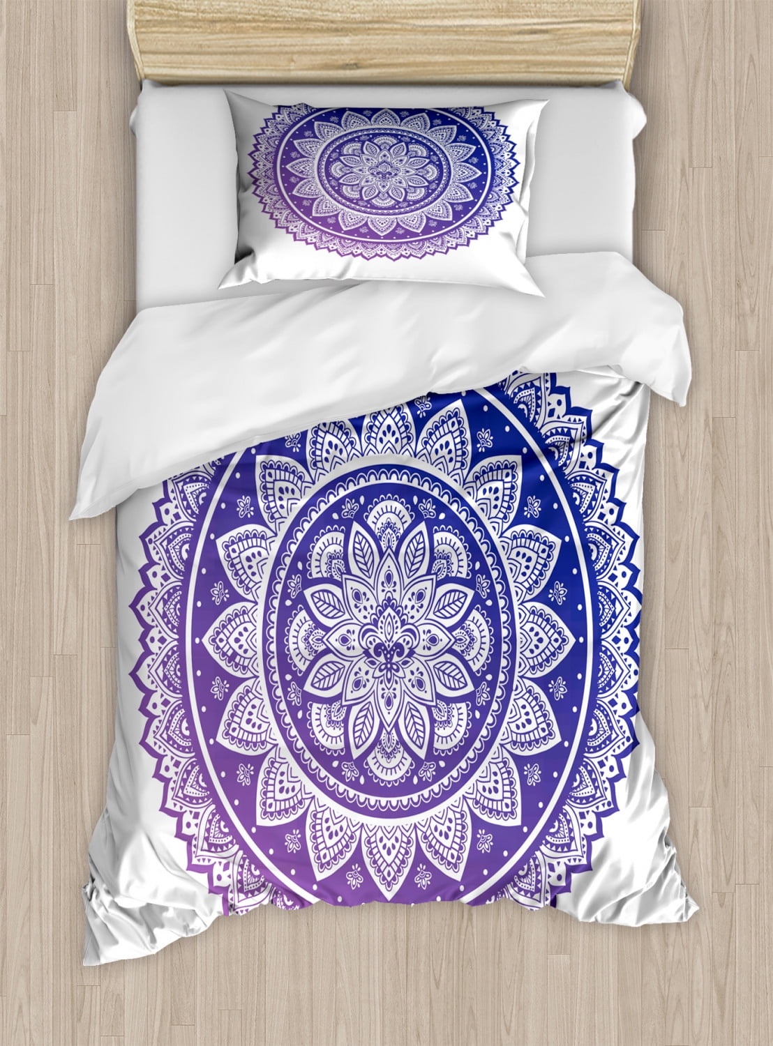 Mandala Duvet Cover Set Twin Size, Oriental Bohemian Composition with ...