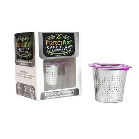 Perfect Pod 4-Pack Cafe Flow Stainless Steel Reusable K Cup Coffee Pod ...