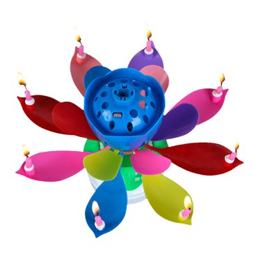 Birthday Cake Flower Candles with Happy Birthday Music Rotating Setup ...