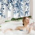 Navy Blue Eucalyptus Shower Curtain Watercolor Plant Leaves With