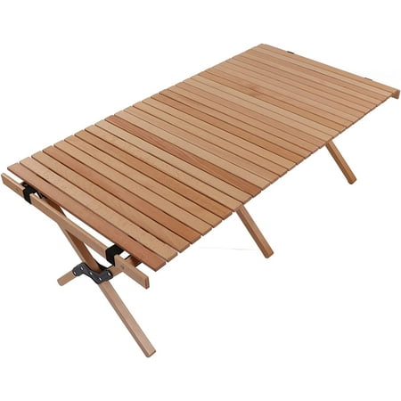 Folding Wood Table, Low Height Portable Multifunction Travel Camping ...