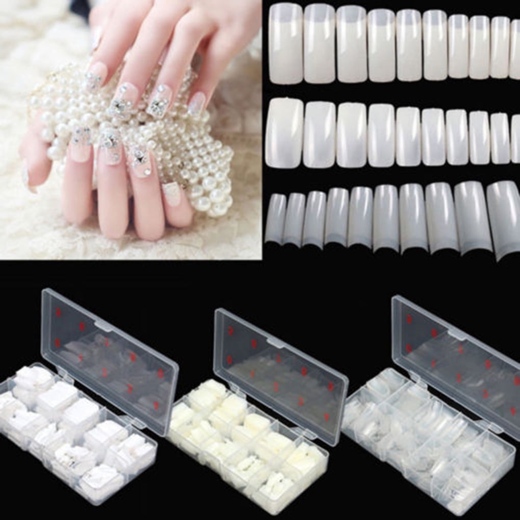 500Pcs/Box Fake Nails Natural Color French Half Cover Nail Tips Art ...