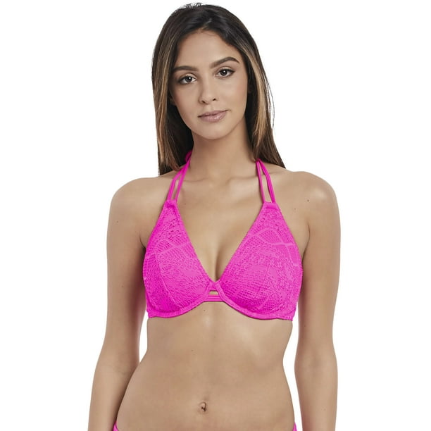 Freya Freya Womens Sundance Underwire Bandless Halter Bikini Top 32f Hot Pink