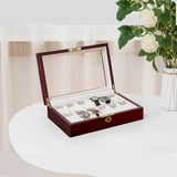 GoDecor Wooden 12 Slots Watch Display Case with Glass Top,Bright ...