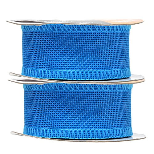 Sky Blue Burlap Ribbon 1.5 Inch 2 Rolls 20 Yards Unwired Rustic Jute ...