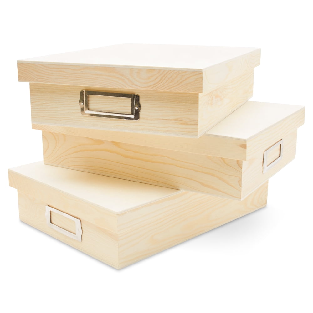 Shallow Wooden Box with Lid 12-3/8" x 8-13/16", Pack of 50 Unfinished ...