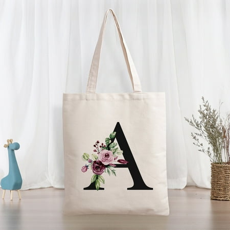 FanShow Floral Totes for Bridesmaid - Initial Tote Bag Bridal Shower ...