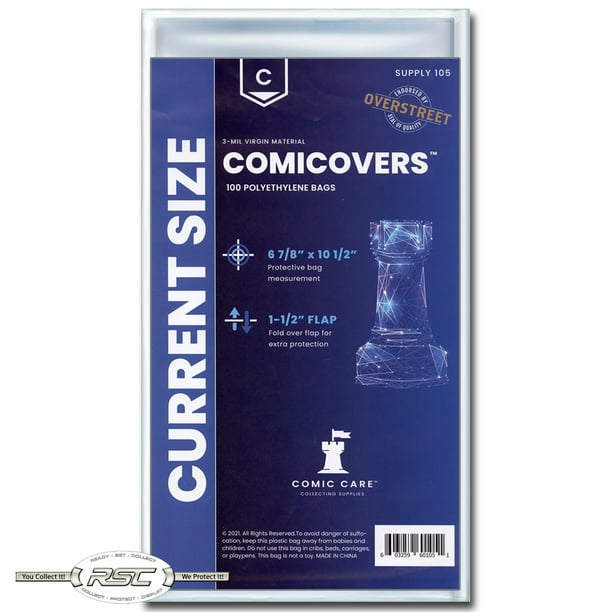 100 - ComiCare Current 3-Mil Polyethylene Comic Book Bags - 6-7/8" x 10 ...