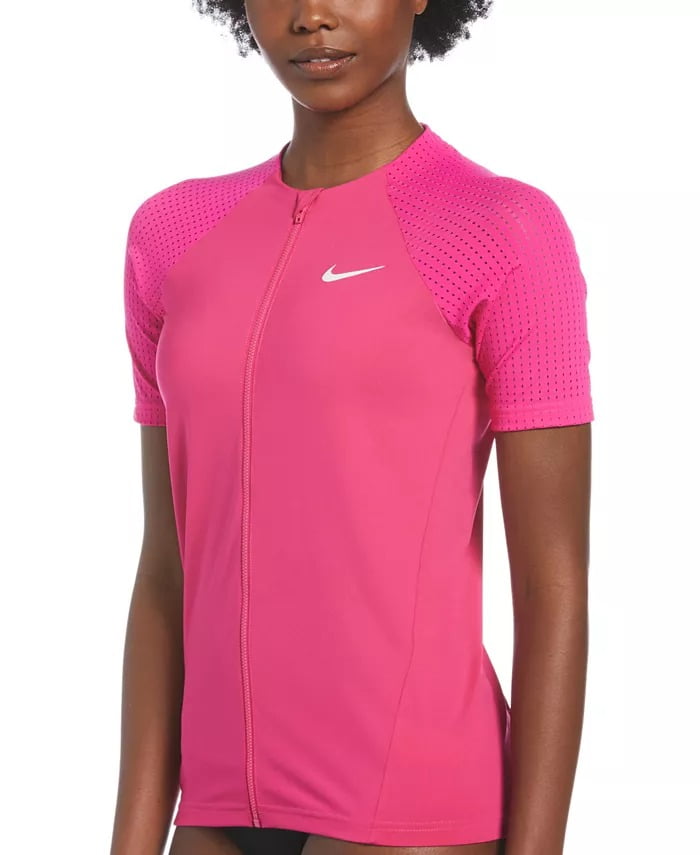 Nike PINK PRIME Mesh-Sleeve Zip-Front Rash Guard, US Medium - Walmart.com