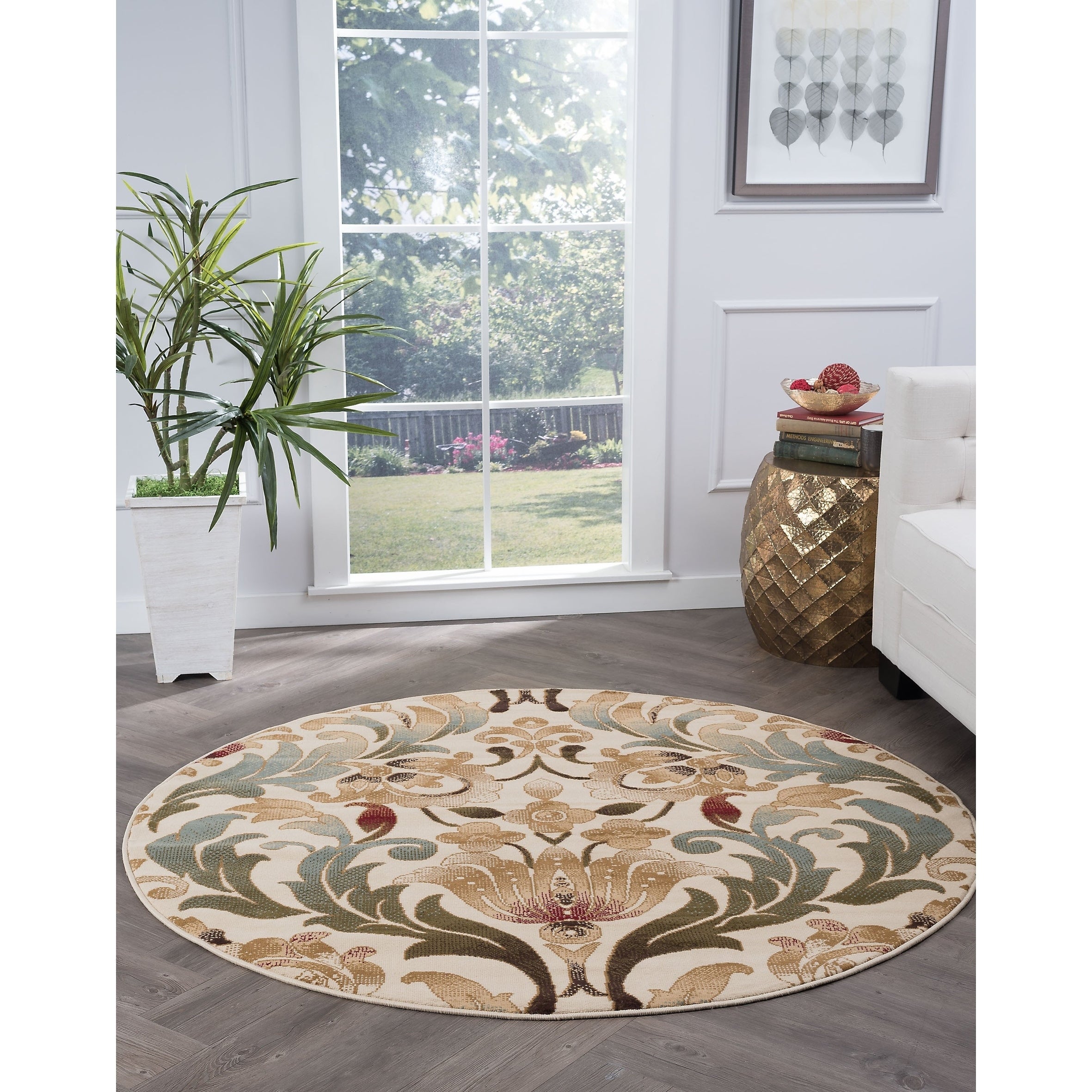 Alise Rugs Lagoon Transitional Floral Round Area Rug 5 3 X 5 3 Alise Rugs Lagoon Transitional Floral Round Area Rug 5 3 X 5 3