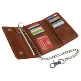 Men's RFID Signal Blocking Biker's Vintage Leather Long Tri-fold Silver ...