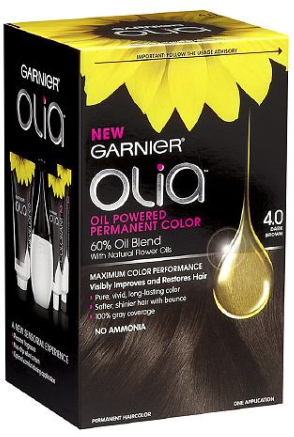 Garnier Olia Ammonia Free Hair Color [4.0] Dark Brown 1 ea (Pack of 2 ...
