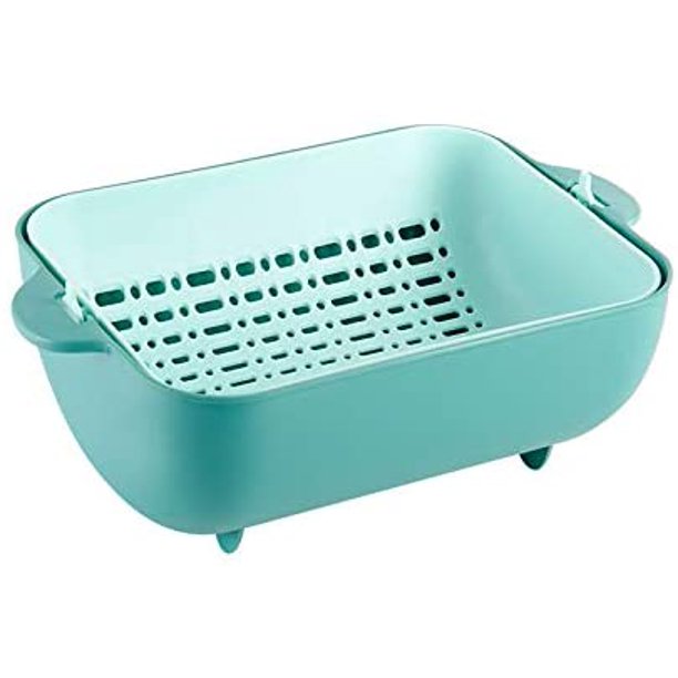 Colander Strainer Washing Bowl Cleaning Mixing Plastic Basket, 2-in-1 ...