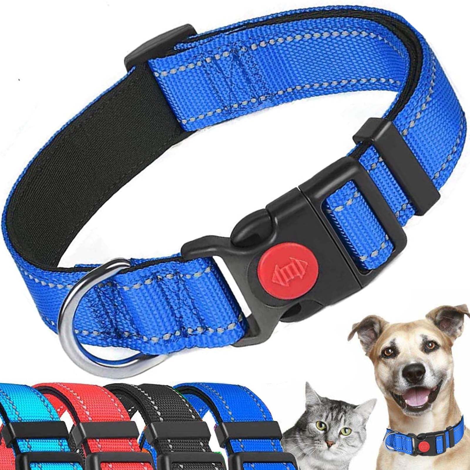 HKEEY Dog Collar, Adjustable Reflective Nylon Dog Collar Classic Solid ...