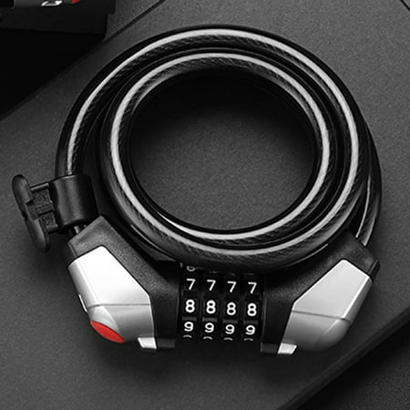 Cheers 1.2m Bicycle Four-Digit Steel Cable Code Lock with Light Riding ...