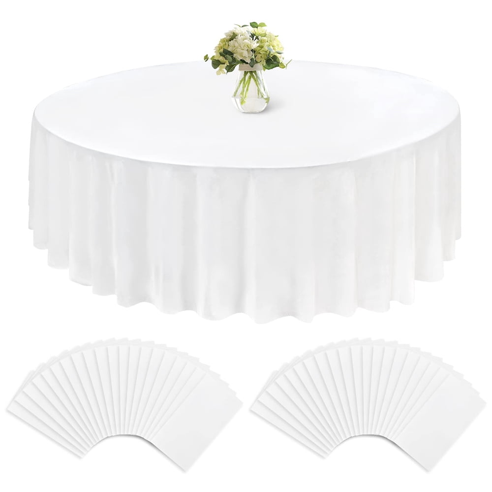 Pesonlook 24 Pack 84 inch White Plastic Tablecloth, PEVA Water ...